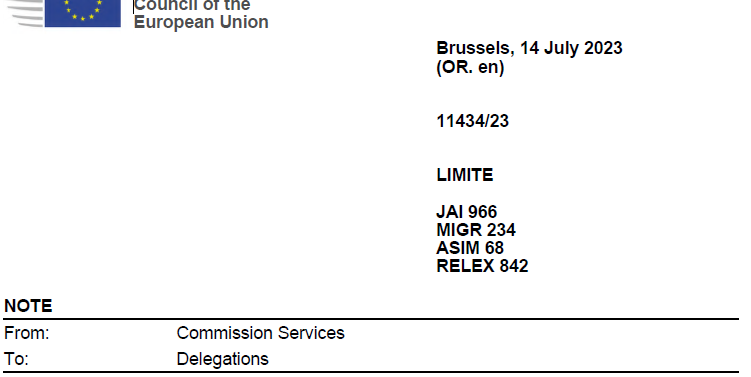 Internal EU-Document: „Update on State of Play of External Cooperation ...